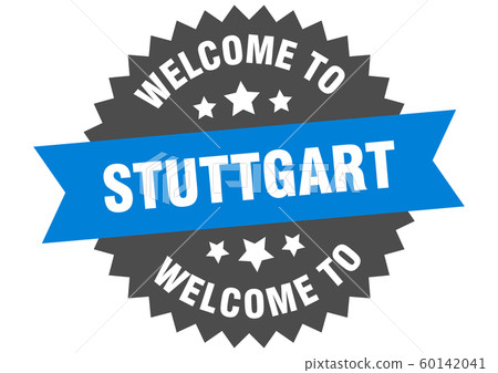 Stuttgart sign. welcome to Stuttgart blue sticker - Stock Illustration ...