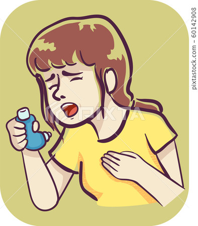 Girl Wheezing Inhaler Illustration - Stock Illustration [60142908] - PIXTA