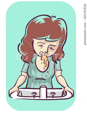 Girl Morning Sickness Vomit Illustration - Stock Illustration [60142926 ...