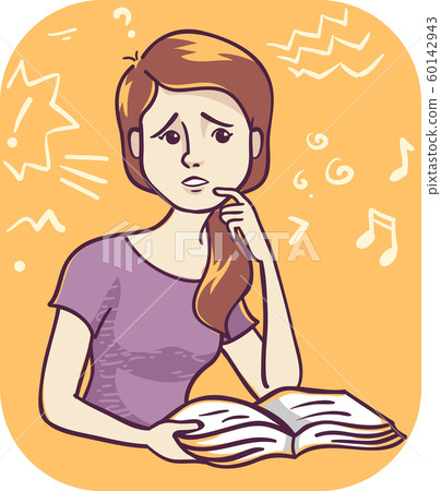 Girl Cant Concentrate Illustration - Stock Illustration [60142943] - PIXTA