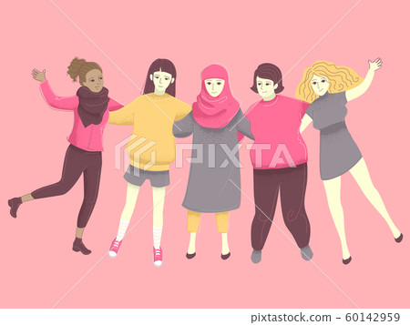 Girls Diversity Unity Illustration - Stock Illustration [60142959] - PIXTA