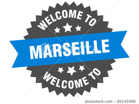 Marseille sign. welcome to Marseille blue sticker - Stock Illustration ...