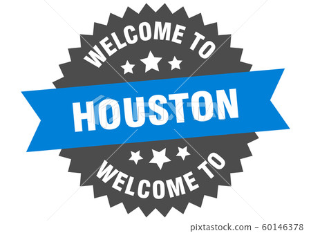 Houston sign. welcome to Houston blue sticker - Stock Illustration ...