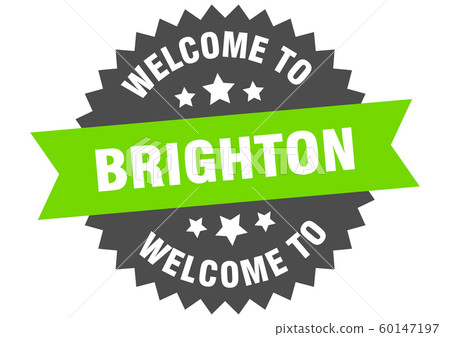 Brighton sign. welcome to Brighton green sticker - Stock Illustration ...