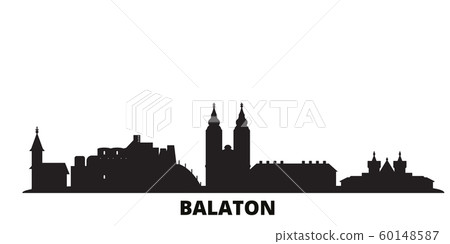 Hungary, Balaton city skyline isolated vector... - Stock Illustration ...