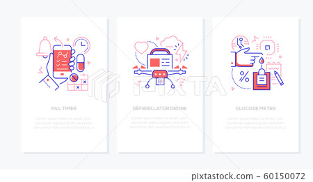 Modern medical digital devices - vector line... - Stock Illustration ...