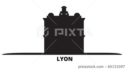 France, Lyon Landmark city skyline isolated... - Stock Illustration ...