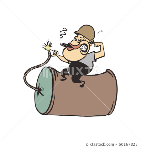 humorous cartoon, man holding bomb cartoon.... - Stock Illustration ...