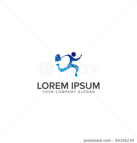Running businessman Icon logo design concept - Stock Illustration ...