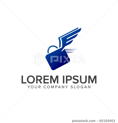 bag winged flying logo design concept - Stock Illustration [60168403 ...
