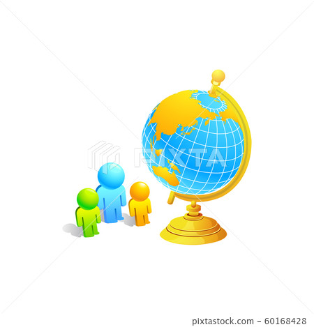 globe and people. Vector Illustration Isolated on - Stock Illustration ...