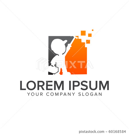 Construction people logo design concept template - Stock Illustration ...