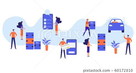 People Order Smart phone app, Pay Freight service - Stock Illustration ...