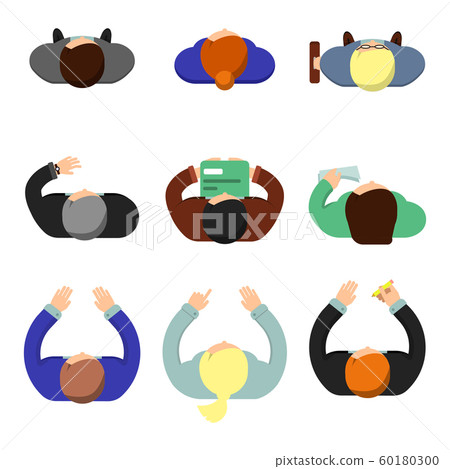 Office people top view. Working managers women... - Stock Illustration ...