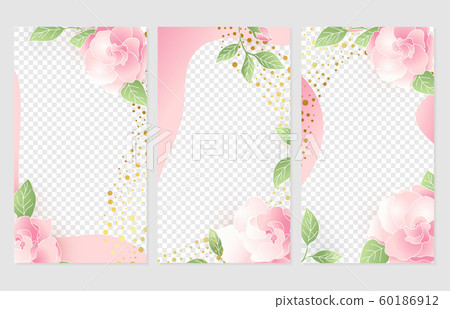 Floral pink flower frame and gold - Stock Illustration [60186912] - PIXTA