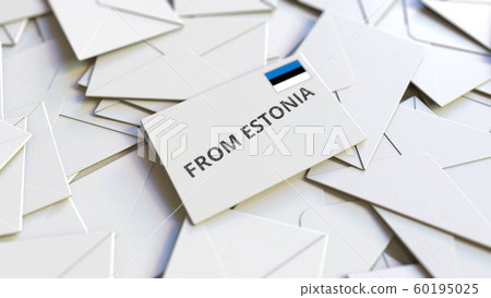 Letter with From Estonia text on pile of other... - Stock Illustration ...