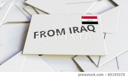 Envelope with From Iraq text on pile of other... - Stock Illustration ...