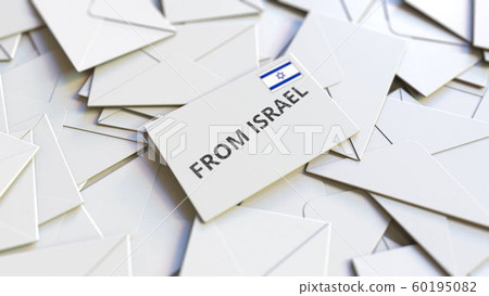 Envelope with From Israel text on pile of other... - Stock Illustration ...