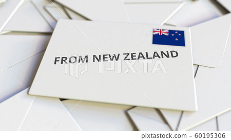 Letter with From New Zealand stamp among other... - Stock Illustration ...
