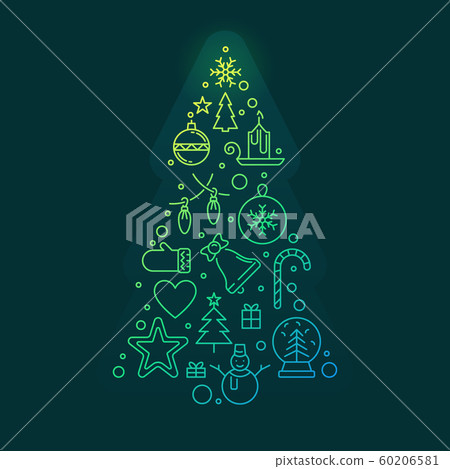 New Year Tree concept vector colorful linear...-插圖素材 [60206581] - PIXTA圖庫