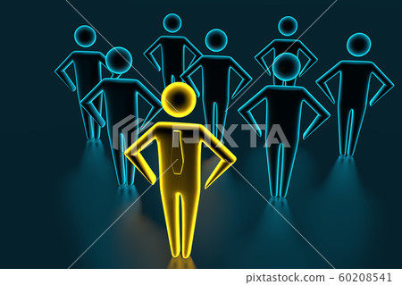 Leader in front of team of successful... - Stock Illustration [60208541 ...