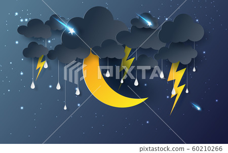 moon and star with Mystical Night sky fantasy - Stock Illustration ...