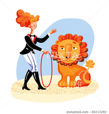 Lion tamer flat color vector illustration... - Stock Illustration ...