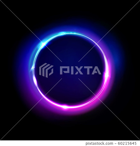 Neon circle sign vector. Light and glow round... - Stock Illustration ...
