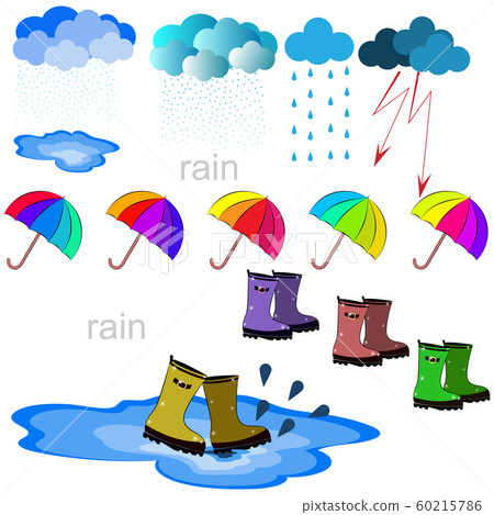 set of elements for fun rain - Stock Illustration [60215786] - PIXTA