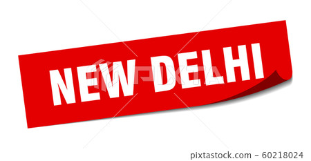 New Delhi sticker. New Delhi red square peeler - Stock Illustration ...