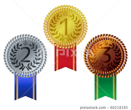 Crown Ribon Medal Gold Silver Bronze Set - Stock Illustration [60218185 ...