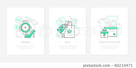 Shopping - vector line design style banners set - Stock Illustration ...