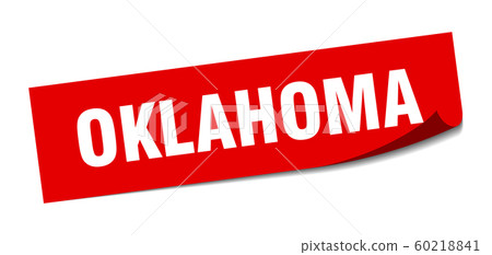 Oklahoma sticker. Oklahoma red square peeler sign - Stock Illustration ...