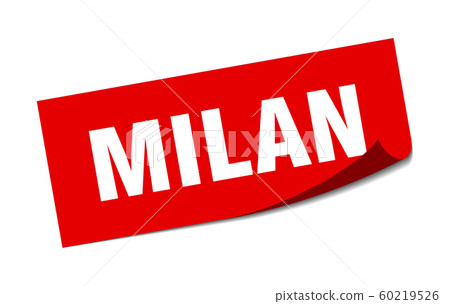 Milan sticker. Milan red square peeler sign - Stock Illustration ...