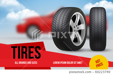 Wheel ads. Brochure template with car wheels... - Stock Illustration ...