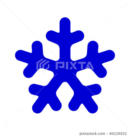 Blue rounded snowflake silhouette template icon. - Stock Illustration ...