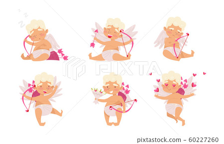 Collection of Cute Cupid Boys in Different... - Stock Illustration [60227260] - PIXTA