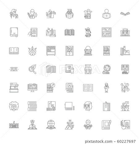 Reading linear icons, signs, symbols vector... - Stock Illustration ...