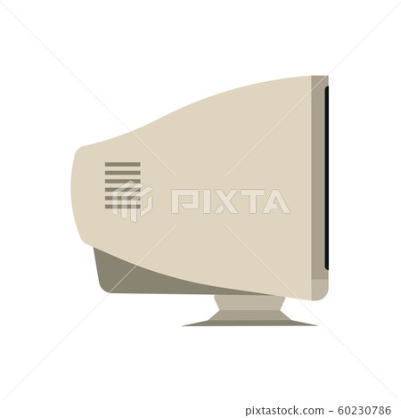 Retro monitor computer side view device equipment - Stock Illustration ...