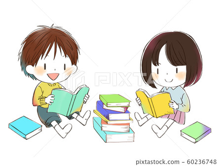 2 people reading - Stock Illustration [60236748] - PIXTA