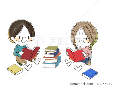 2 people reading - Stock Illustration [60236749] - PIXTA