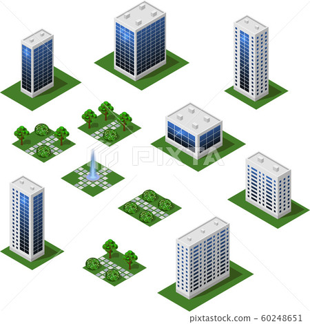 Isometric city set. Urban landscape 3d modules - Stock Illustration ...