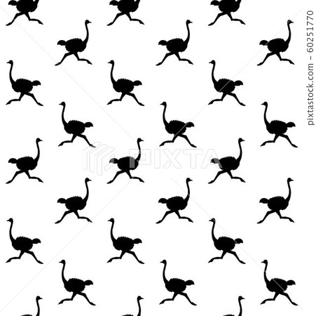 Vector seamless pattern of black ostrich - Stock Illustration [60251770 ...