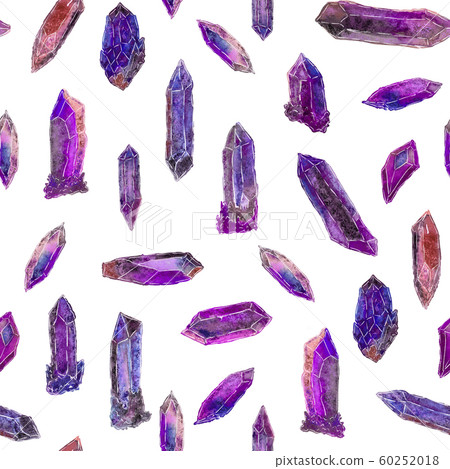Seamless pattern of mineral crystals. Watercolor - Stock Illustration ...