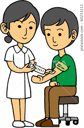Illustration of a nurse doing an injection - Stock Illustration ...
