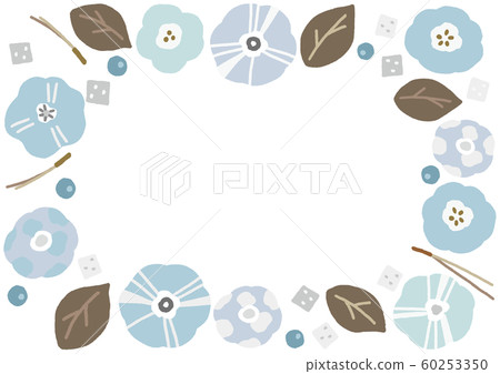 Blue flowers frame side light blue - Stock Illustration [60253350] - PIXTA