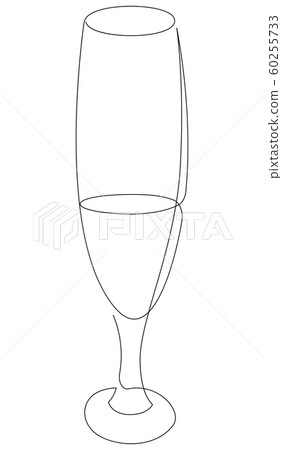 Continuous one line drawing of glass with... - Stock Illustration ...