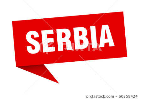 Serbia sticker. Red Serbia signpost pointer sign - Stock Illustration ...