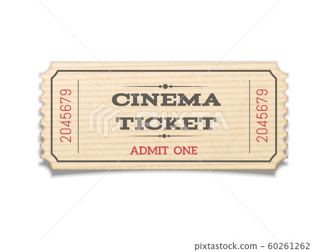 Realistic retro movie ticket isolated on white... - Stock Illustration ...