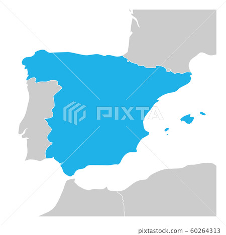 Map of Spain green highlighted with neighbor... - Stock Illustration ...